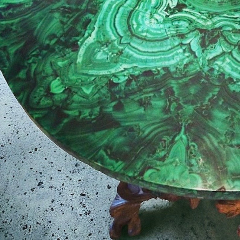 Green Marble Round Coffee Dining Table Top Malachite Random Inlay Stone ...