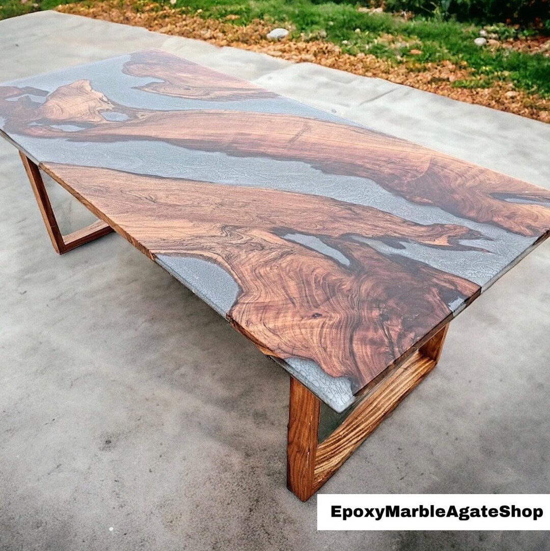 Grey Epoxy,resin Table,large Epoxy Table Top, Clear Resin Epoxy Table ...