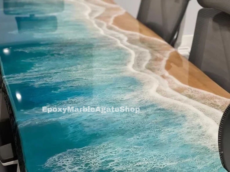 Epoxy Ocean Tableepoxy Dining Table Counter Desk Table - Etsy