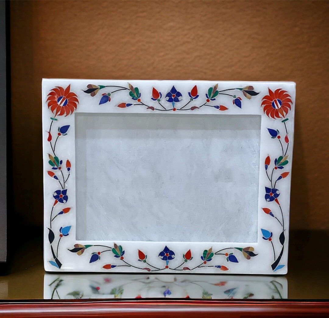 Handcrafted Alabaster Marble Inlay Photo Frame – 6x8” & 7x9” | Unique ...