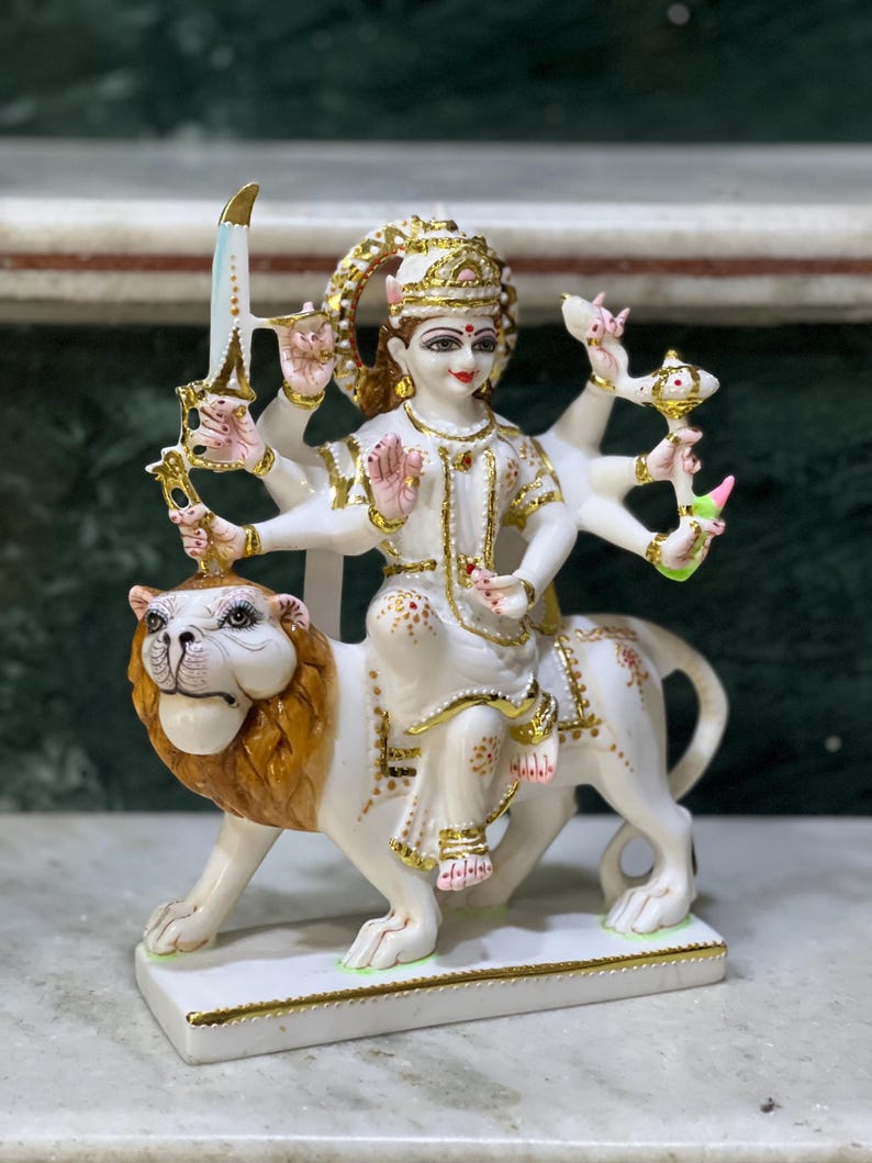 Handcrafted Maa Durga Idol With Marble Dust Finish | Elegant Decorative ...