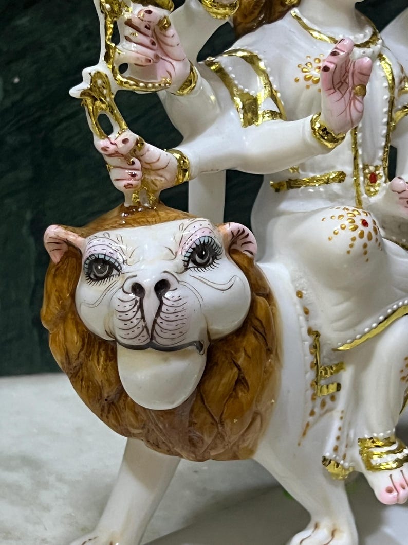 Handcrafted Maa Durga Idol With Marble Dust Finish | Elegant Decorative ...