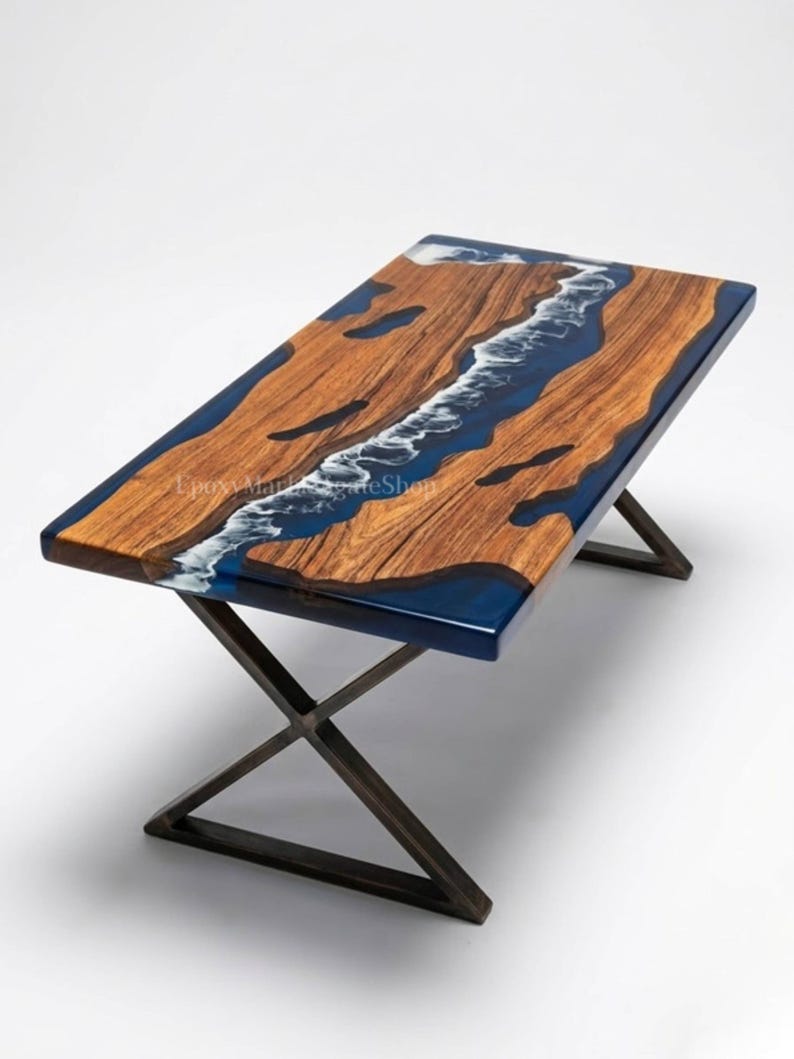 Live Edge Epoxy River Dining Table | Walnut Resin Furniture - Etsy