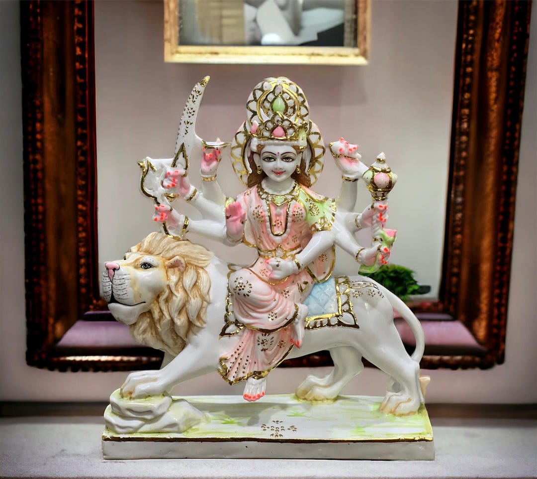 Handcrafted Maa Durga Idol With Marble Dust Finish | Elegant Decorative ...