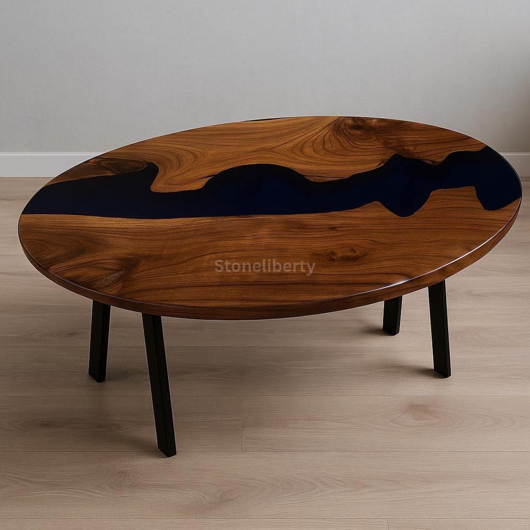 Oval Shape Epoxy Table Top Only – No Stand – Custom Resin Dining ...