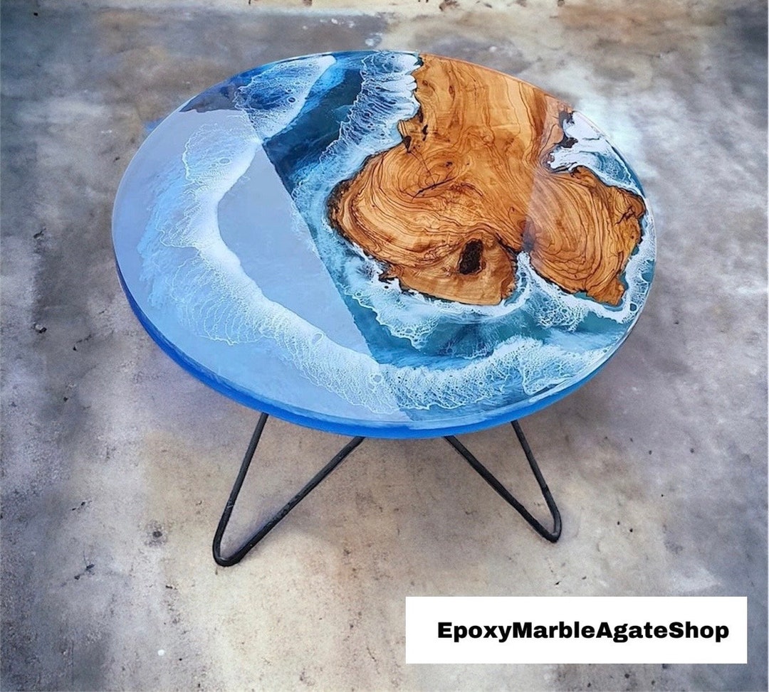 Ocean Epoxy Handmade Ocean Epoxy Resin Coffee Table, Counter Desk Table ...