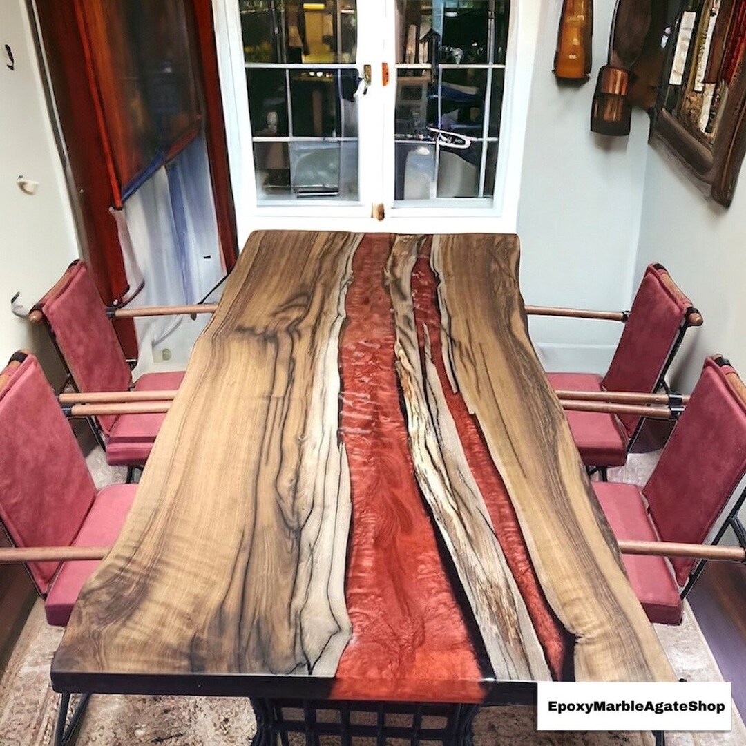 Red Epoxy,resin Table,large Epoxy Table Top, Clear Resin Epoxy Table ...