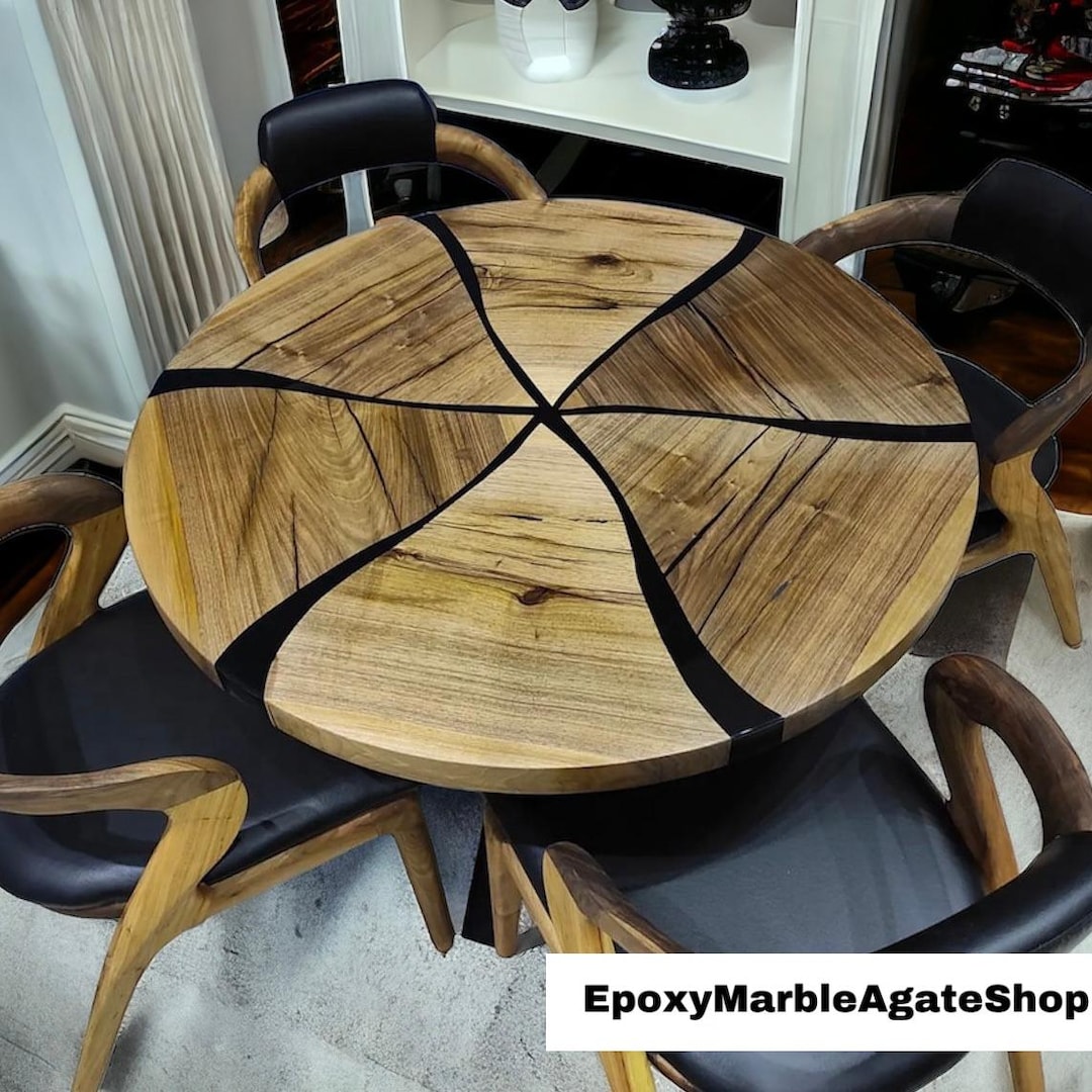 Round Coffee Table, Round Epoxy Resin River Table, Custom Live Edge ...