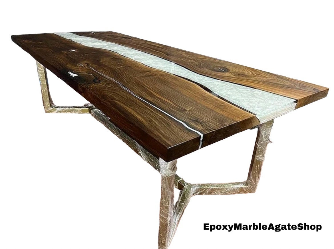 White Epoxy,resin Table,large Epoxy Table Top, Clear Resin Epoxy Table ...