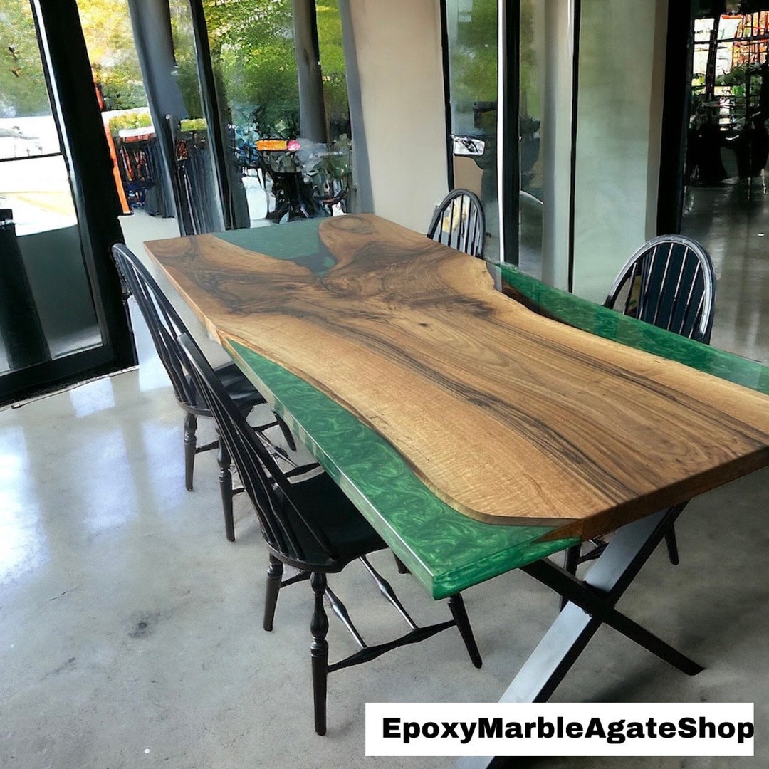 Green Epoxy,resin Table,large Epoxy Table Top, Clear Resin Epoxy Table ...