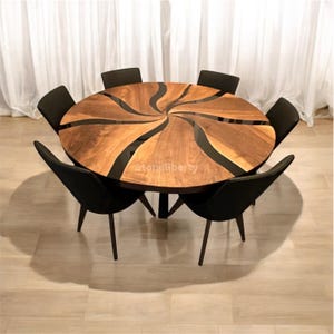 Handmade Epoxy Ocean Dining Table – Modern Walnut Wood Resin Furniture ...