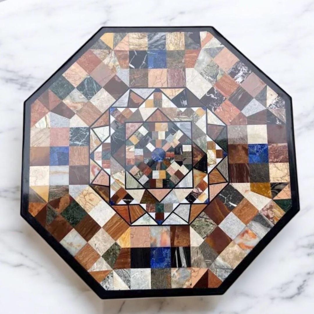 Handmade Marble Inlay Table Top – Pietra Dura Gemstone Art - Etsy