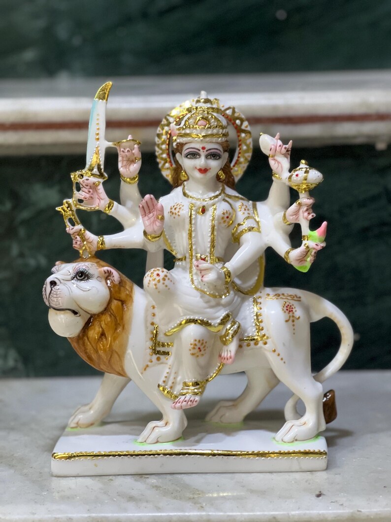 Handcrafted Maa Durga Idol With Marble Dust Finish | Elegant Decorative ...