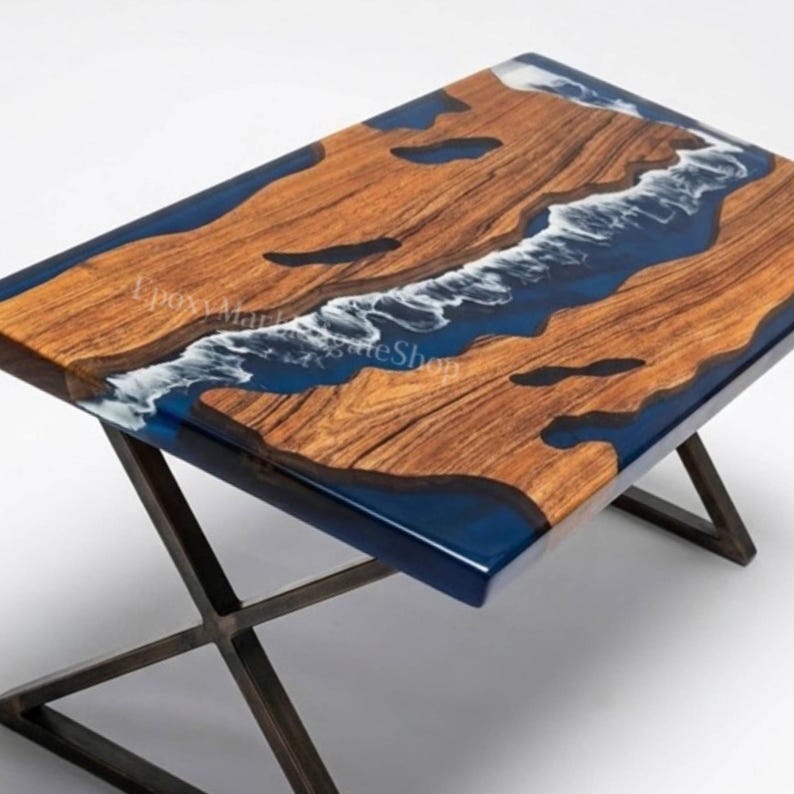 Live Edge Epoxy River Dining Table | Walnut Resin Furniture - Etsy