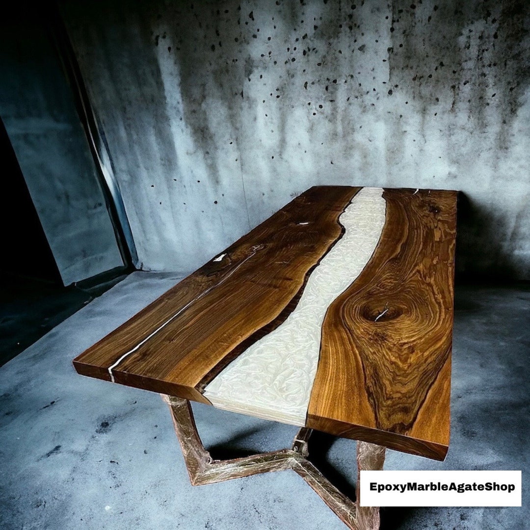 White Epoxy,resin Table,large Epoxy Table Top, Clear Resin Epoxy Table ...