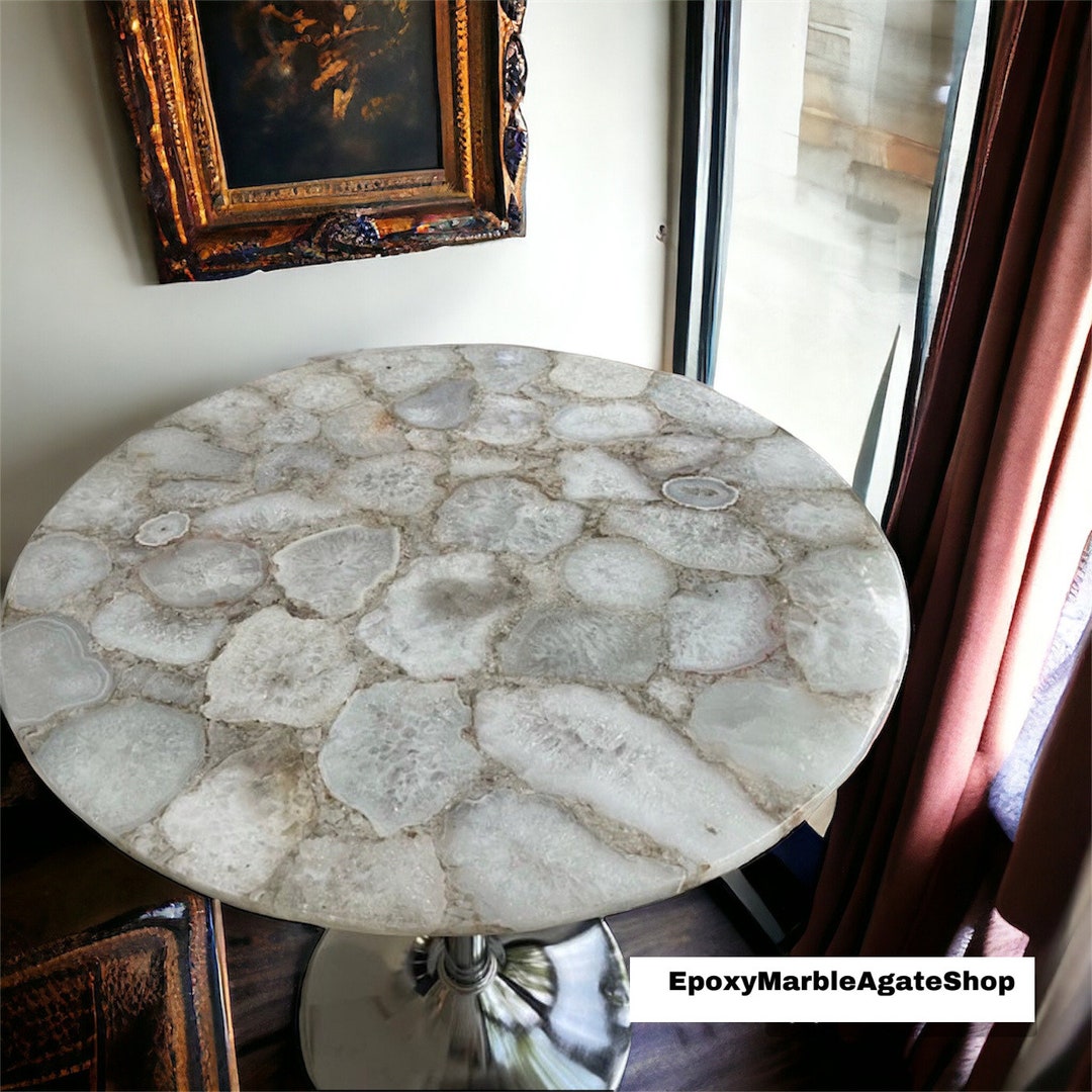 White Agate Dining Table, Console Table, Side Table, End Table ...