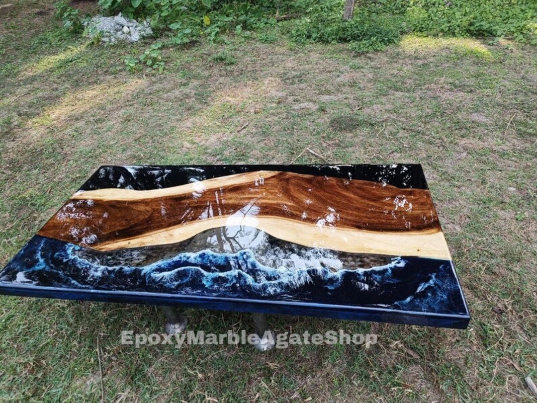 Custom Table Ocean Wve Epoxy Resin Dining Table Handmade Furniture ...