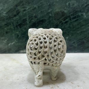 Handmade Marble Soapstone Carved Elephant Figurine – Intricate ...