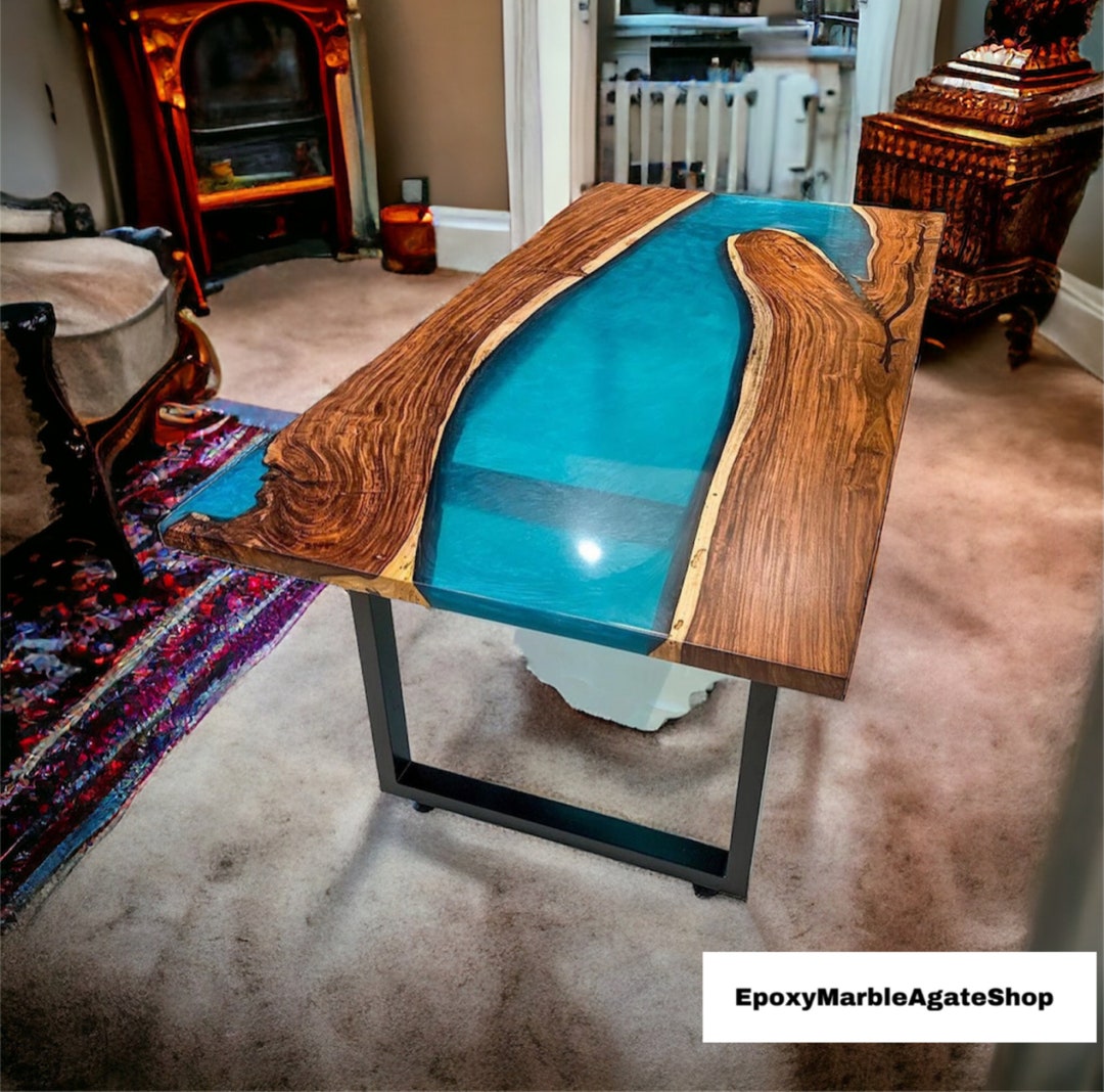 Blue Epoxy,resin Table,large Epoxy Table Top, Clear Resin Epoxy Table ...