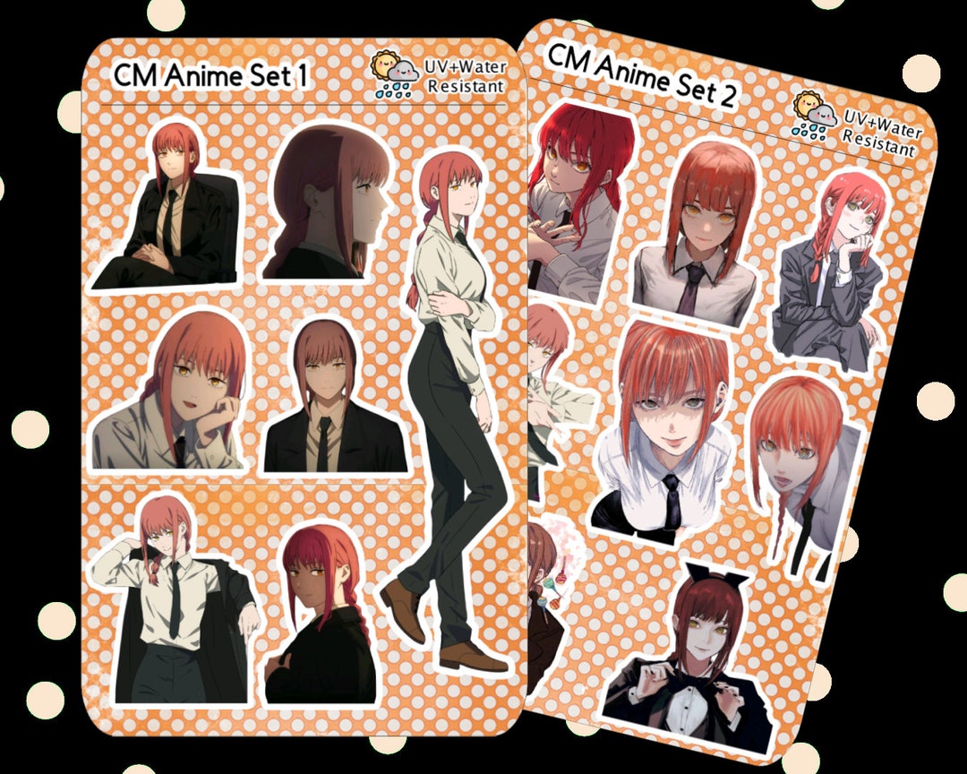 Anime Sticker Sheet. Red Hair Girl Vinyl Sticker UV and Waterproof ...