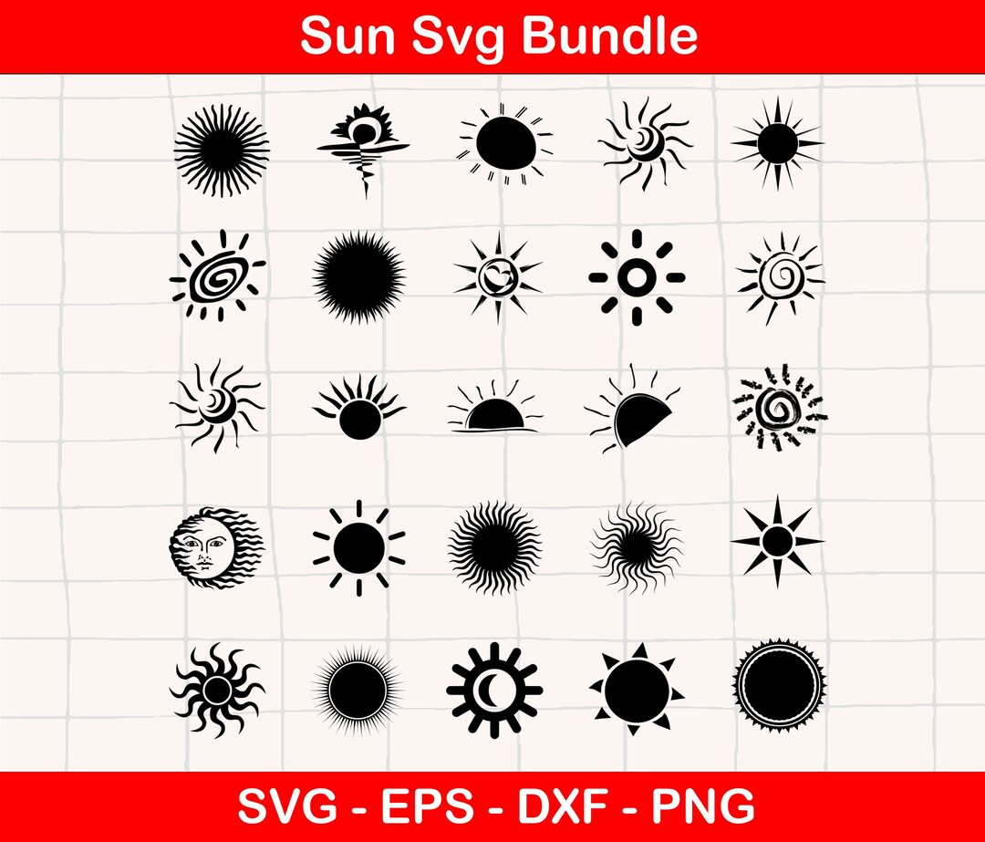 Sun Svg Bundle, Cut Files for Cricut, Svg Eps Dxf Png File - Etsy
