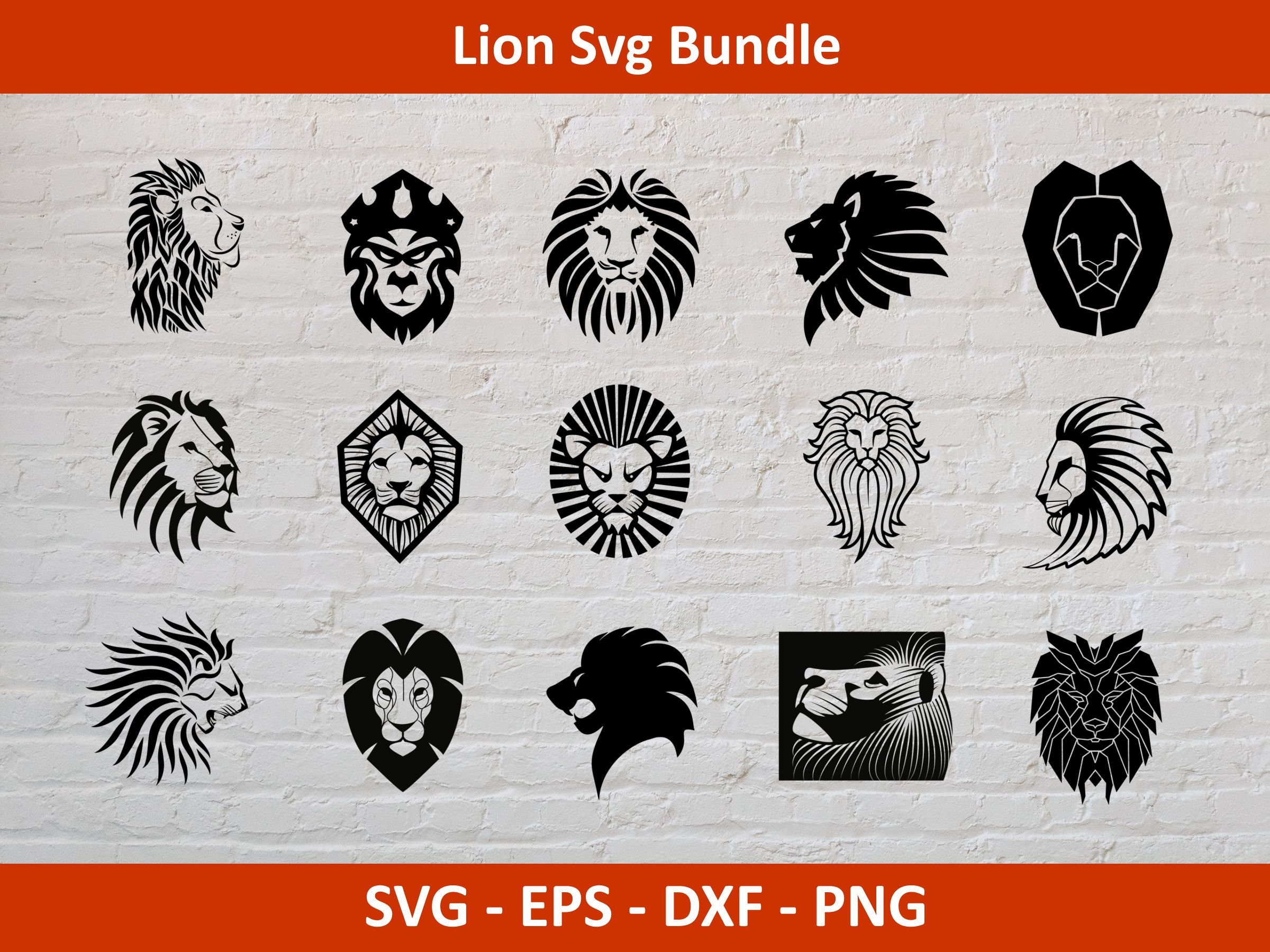 Lion Svg Bundle, Lion Svg, Lion Head, Cut Files for Cricut, Svg Eps Dxf ...