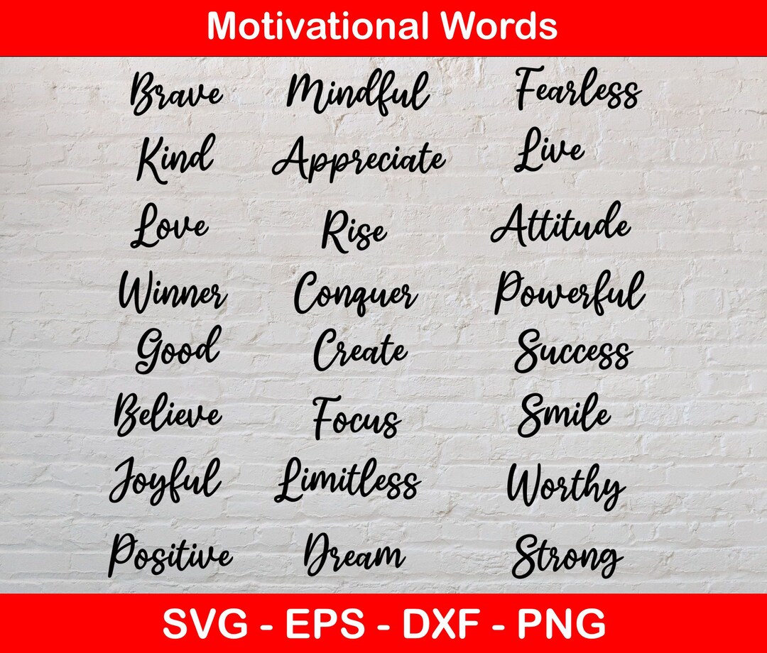 Motivational Words Bundle, Inspirational Words SVG, Positive Words, Cut ...