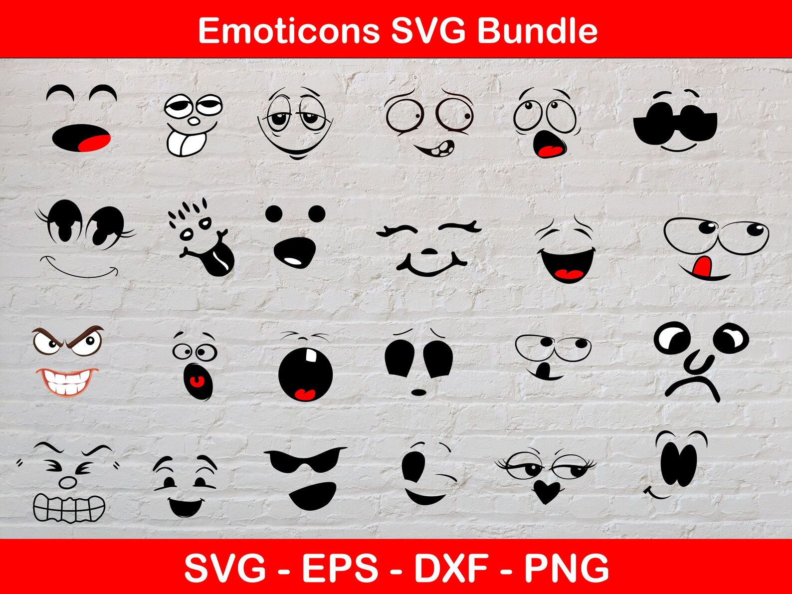 Emoticons SVG Bundle, Emoji SVG, niedliche Gesichter, Cut Dateien für ...
