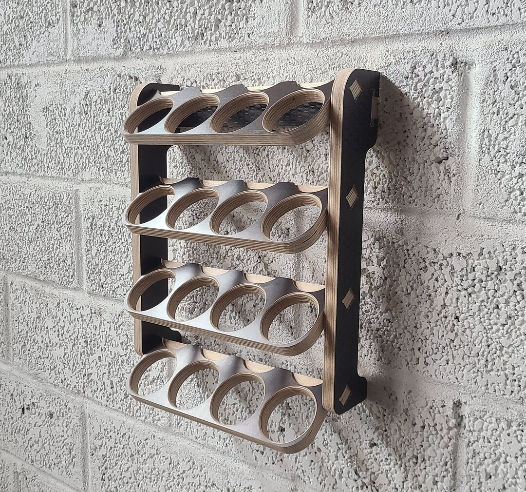 16 Slot Spray Can Wall Holder Plywood Garage Storage Rack Wall Mount ...