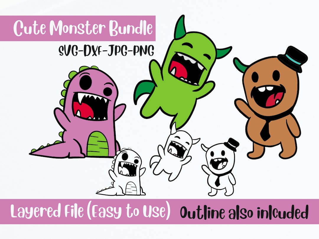 SVG Bundle Clipart Bundle Monster Clipart Monster Svg - Etsy