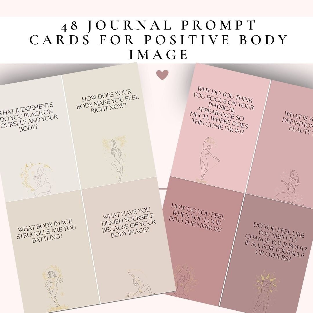 Journaling Prompt Cards for Body Image, Affirmation Cards, Body ...