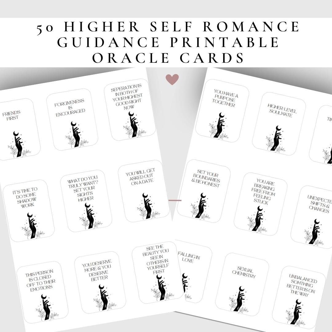 Romance Oracle Deck, Higher Self Guidance Messages, Printable Oracle ...