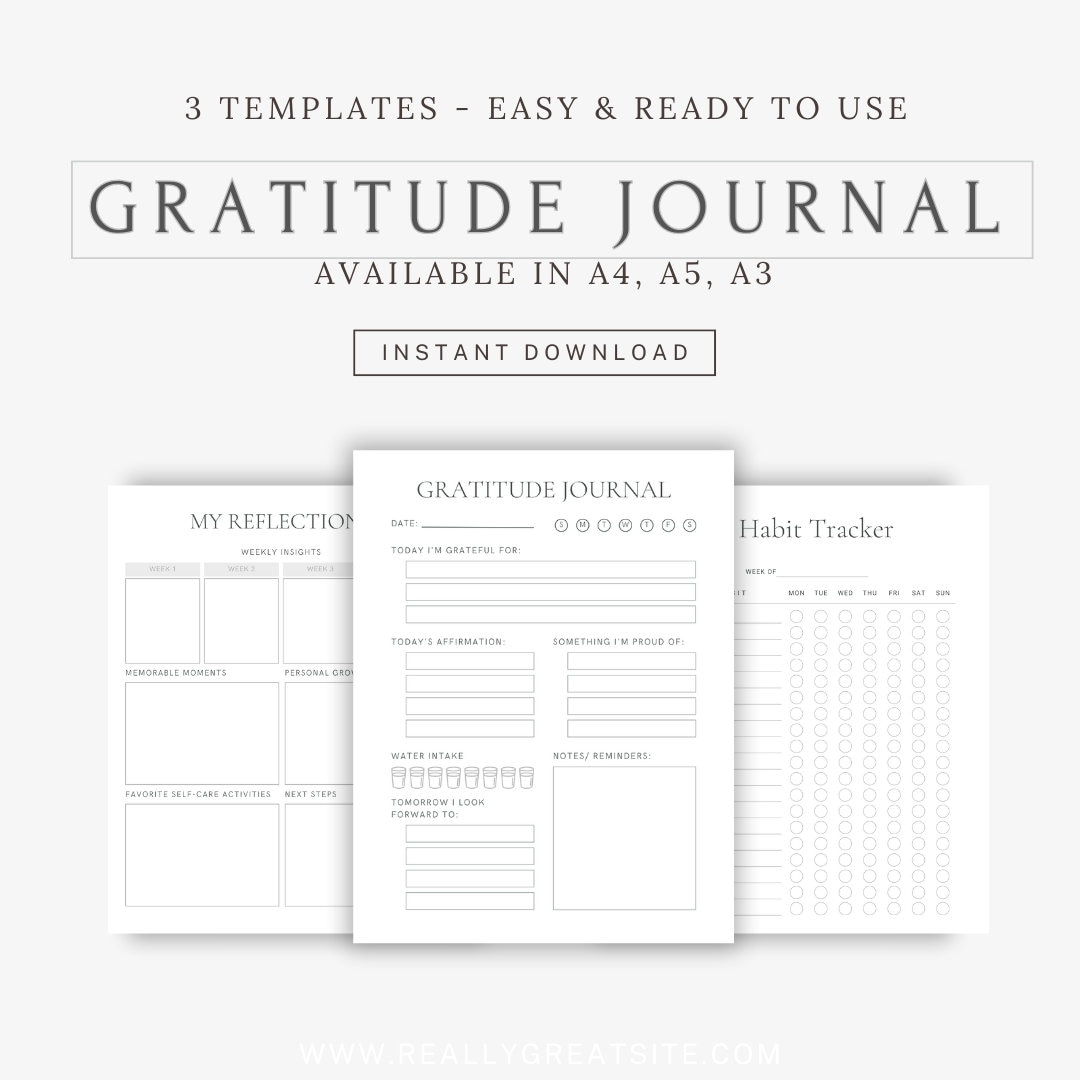 Minimalistic Printable Gratitude Journal, Daily/weekly/monthly Planner ...