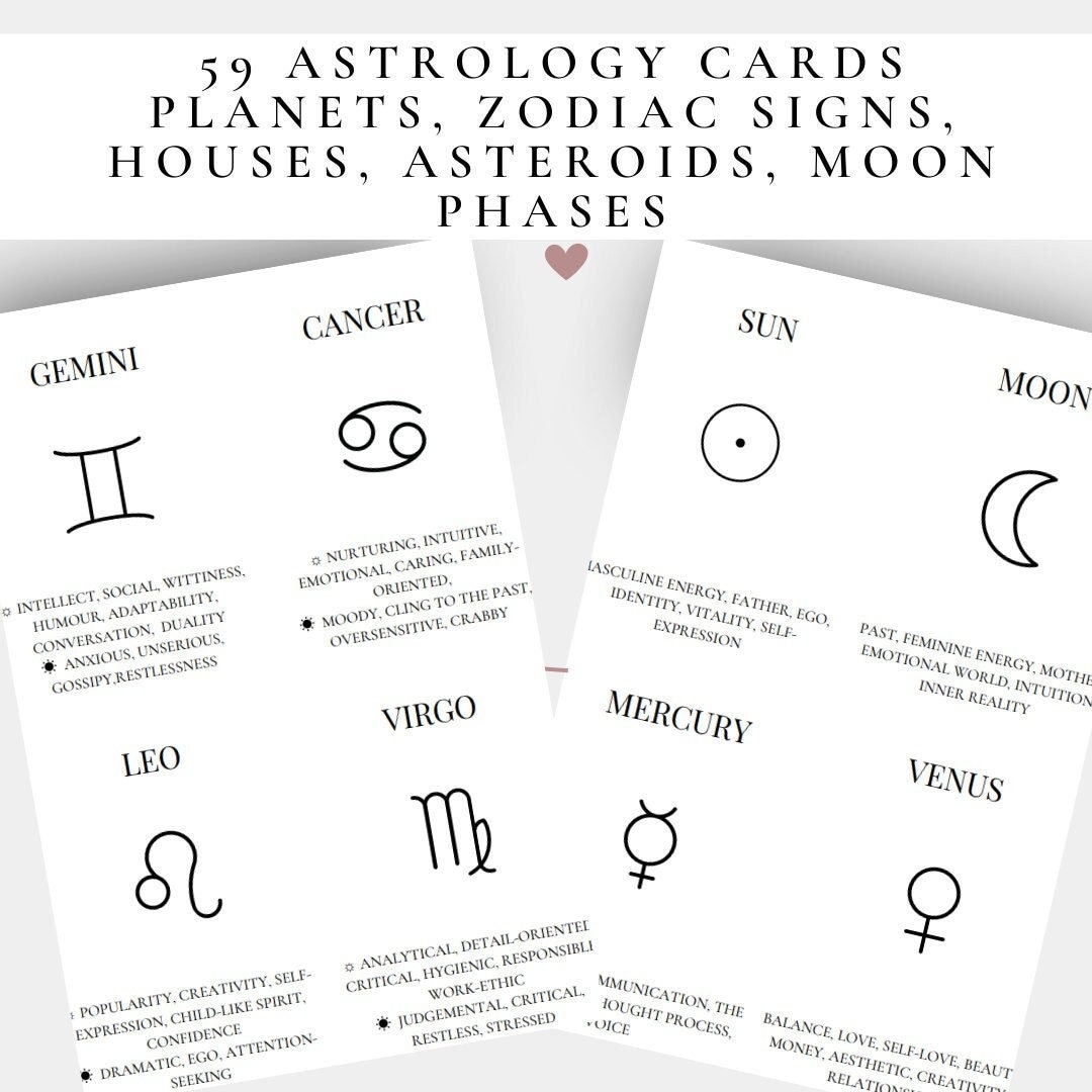 Astrology Cards, Zodiac Signs, Planets, Houses, Moon Phases, Quiz Cards ...