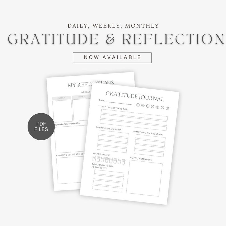 Minimalistic Printable Gratitude Journal, Daily/weekly/monthly Planner ...