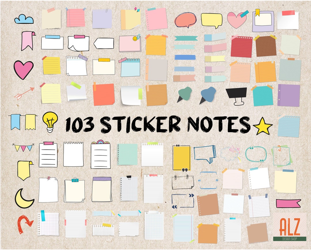 103 Digital Sticky Notes, Digital Stickers, Png Stickers, Goodnotes ...