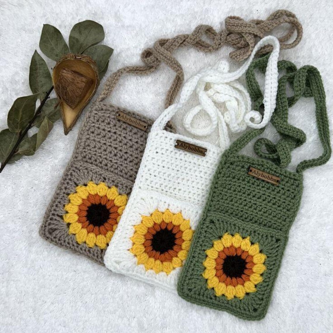 Handmade Crochet Mobile Pouch – Boho Drawstring Phone Bag With Daisy ...