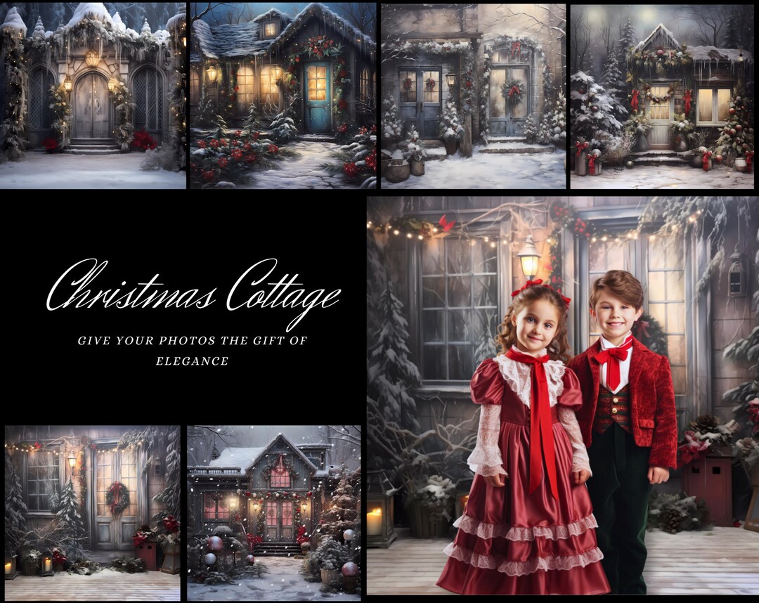 Magical Christmas Cottage Backdrops Set of 6 / Digital Backdrops for ...