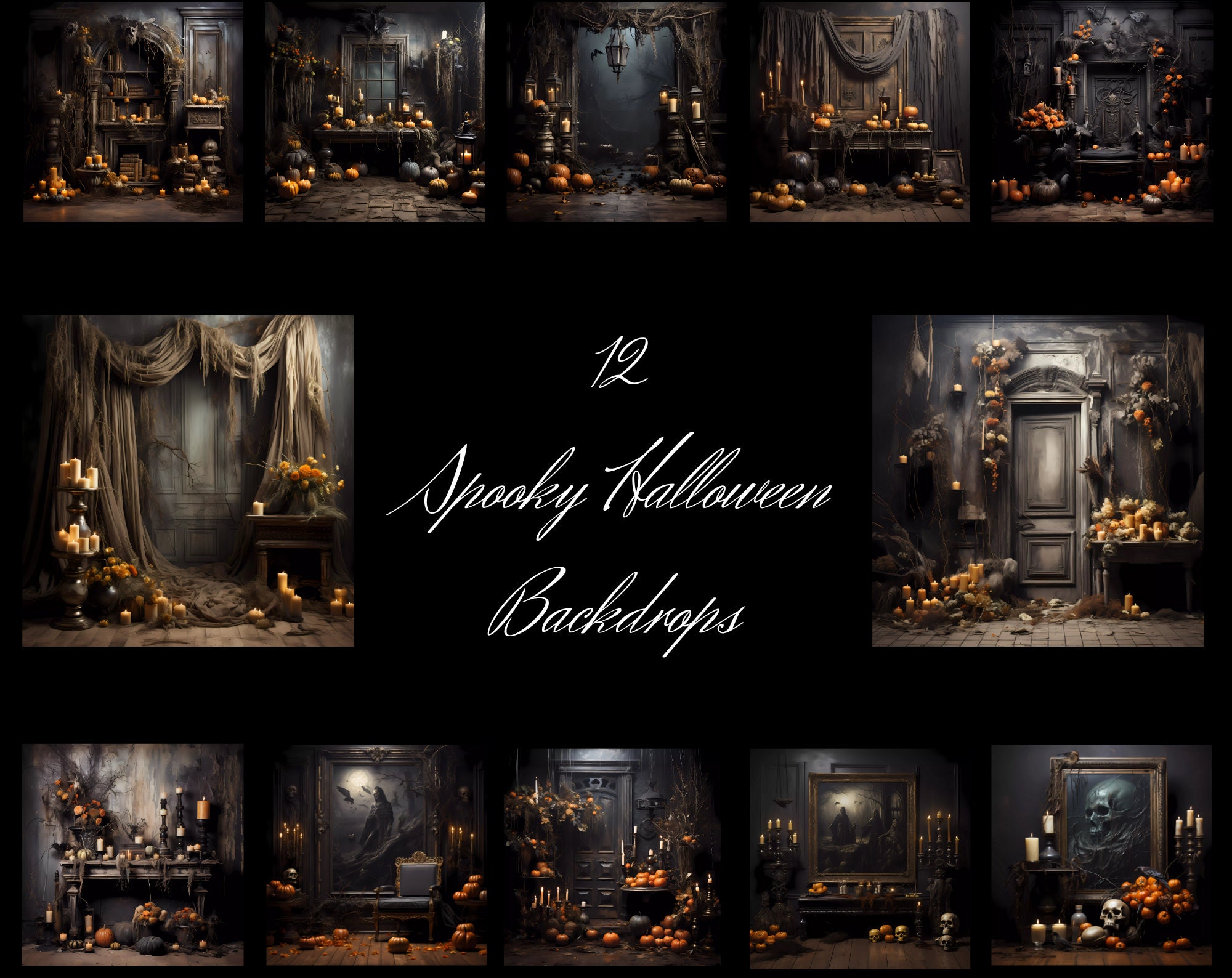Halloween Backdrops Spooky Halloween Collection Set of 12 - Etsy