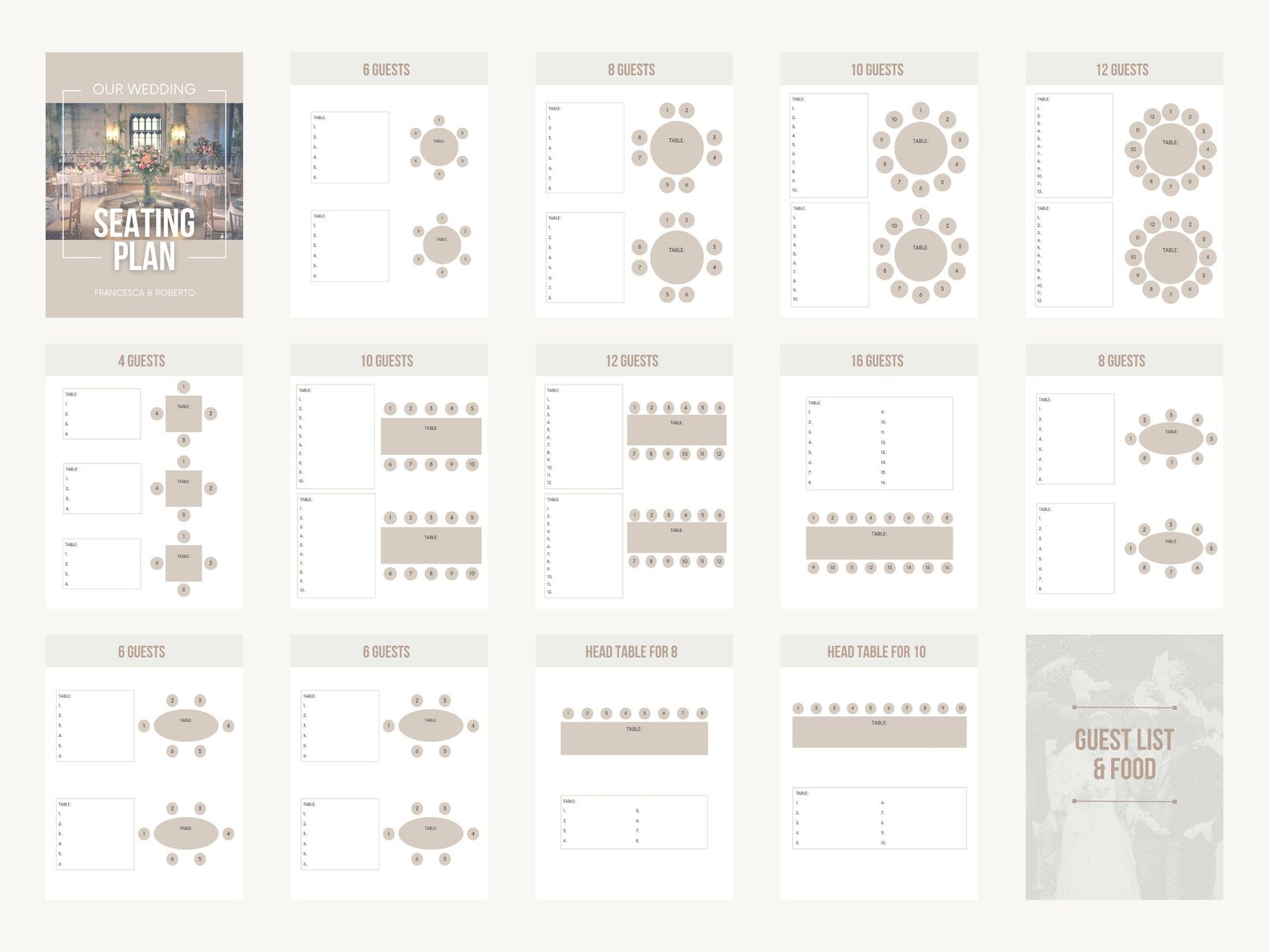 Custom Wedding Seating Plan Planner | Round, Square, Oval Tables for 4 ...