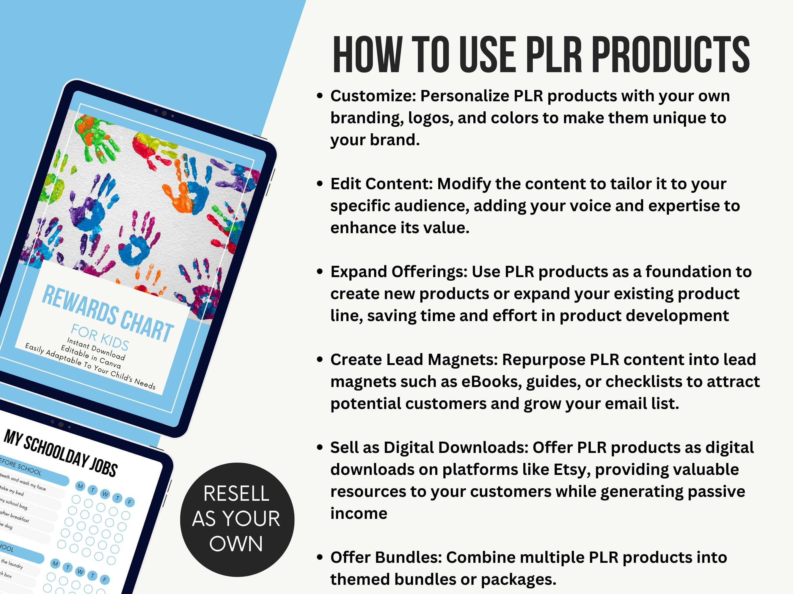 Editable Kids Rewards Chart Bundle With PLR Resell Rights Rewards Chart ...