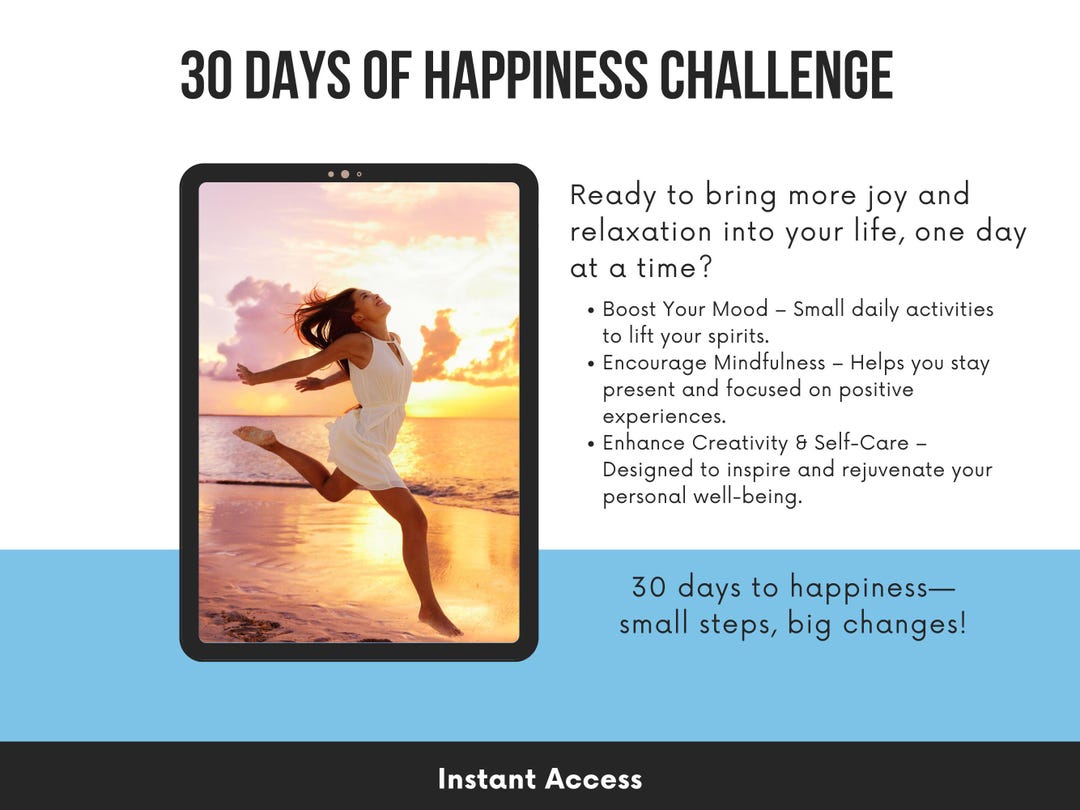 30 Days of Happiness Challenge Printable Boost Your Mood & Well-being ...