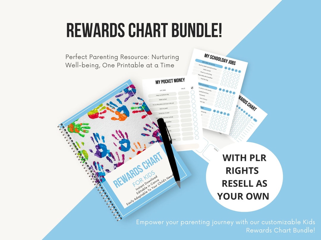 Editable Kids Rewards Chart Bundle With PLR Resell Rights | Rewards ...