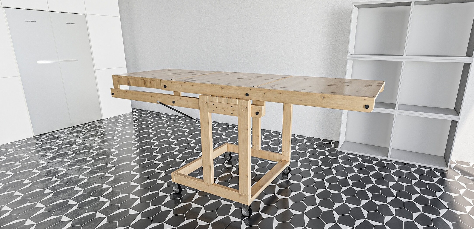 Folding Workbench With 3 Shelf Plan, Diy Plans for Transforming ...