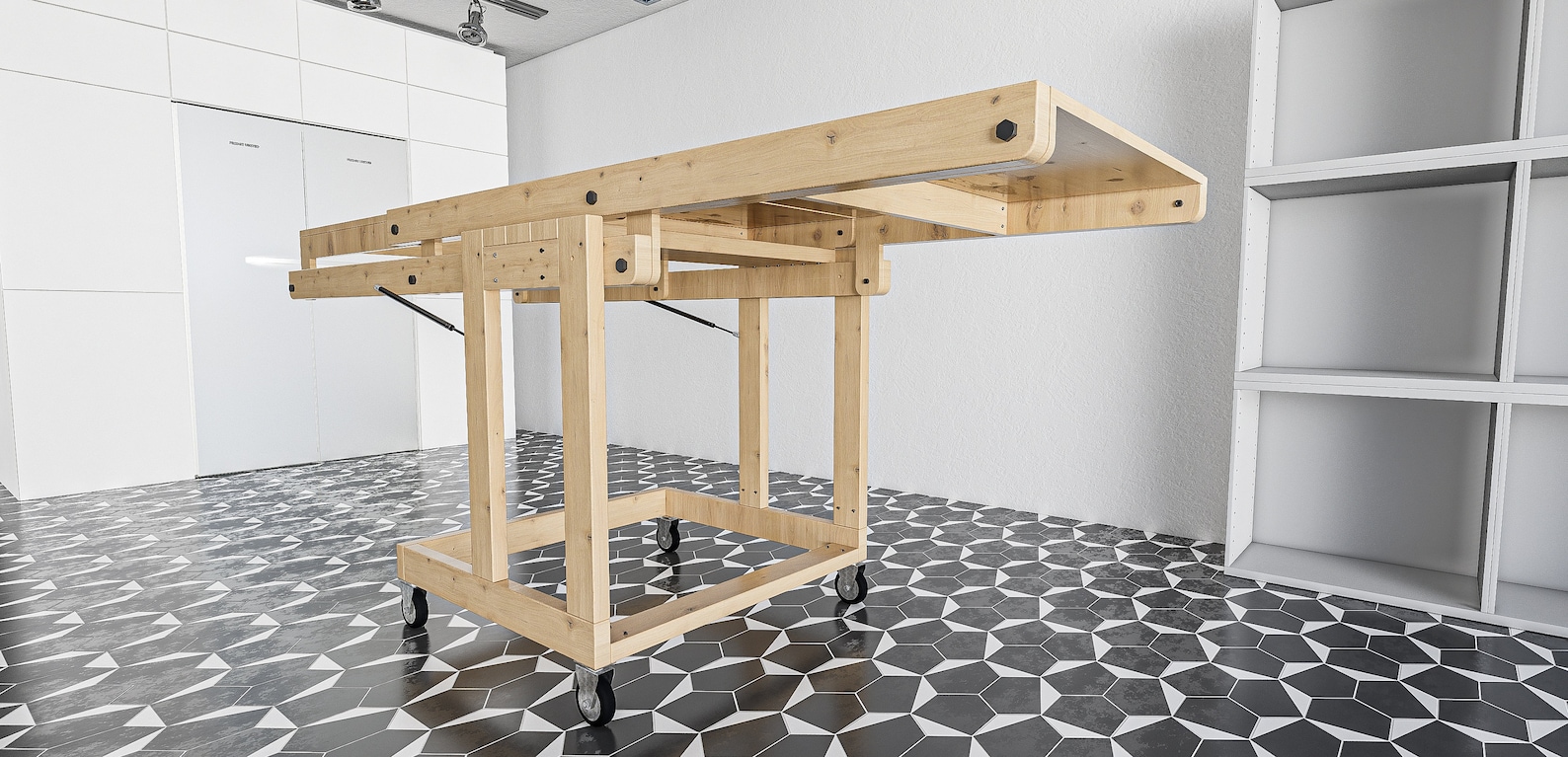 Folding Workbench With 3 Shelf Plan, Diy Plans for Transforming ...