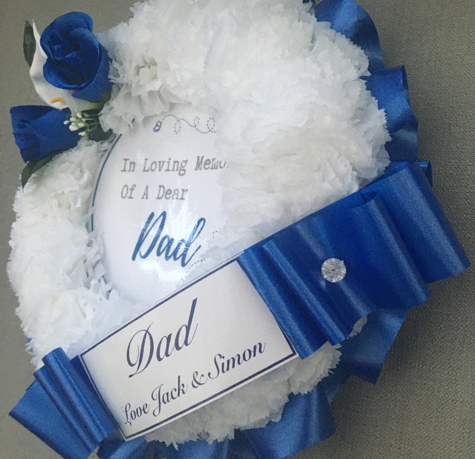 Dad Funeral Flower Wreath Made From Artificial Silk Flowers - Etsy UK