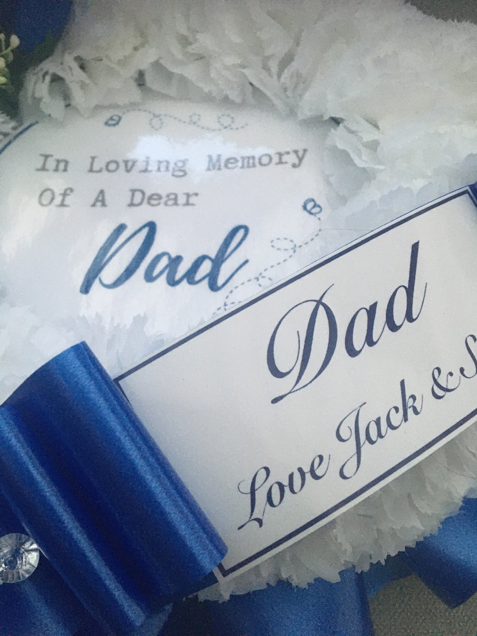 Dad Funeral Flower Wreath - Made From Artificial Silk Flowers - Any ...