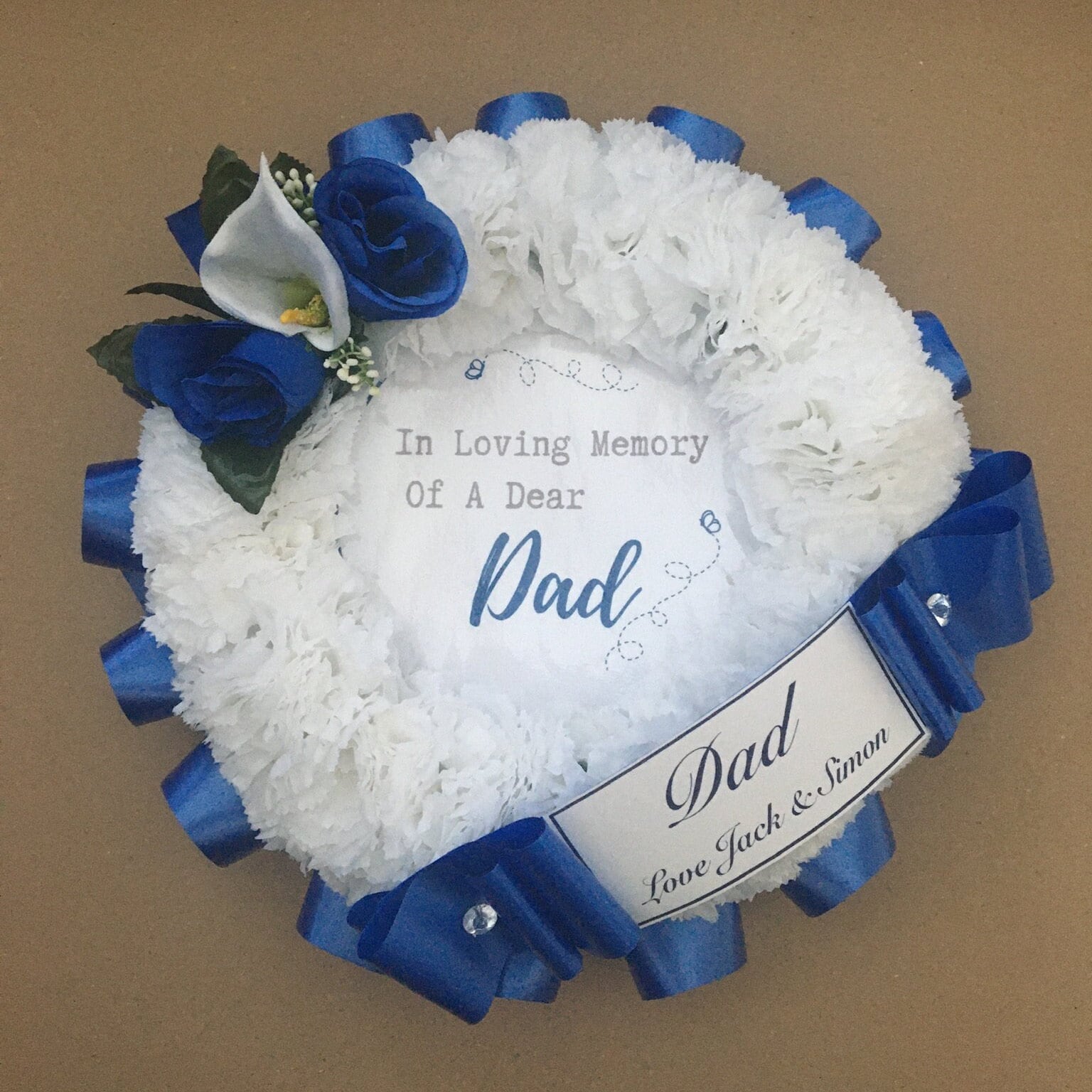 Dad Funeral Flower Wreath Made From Artificial Silk Flowers - Etsy UK