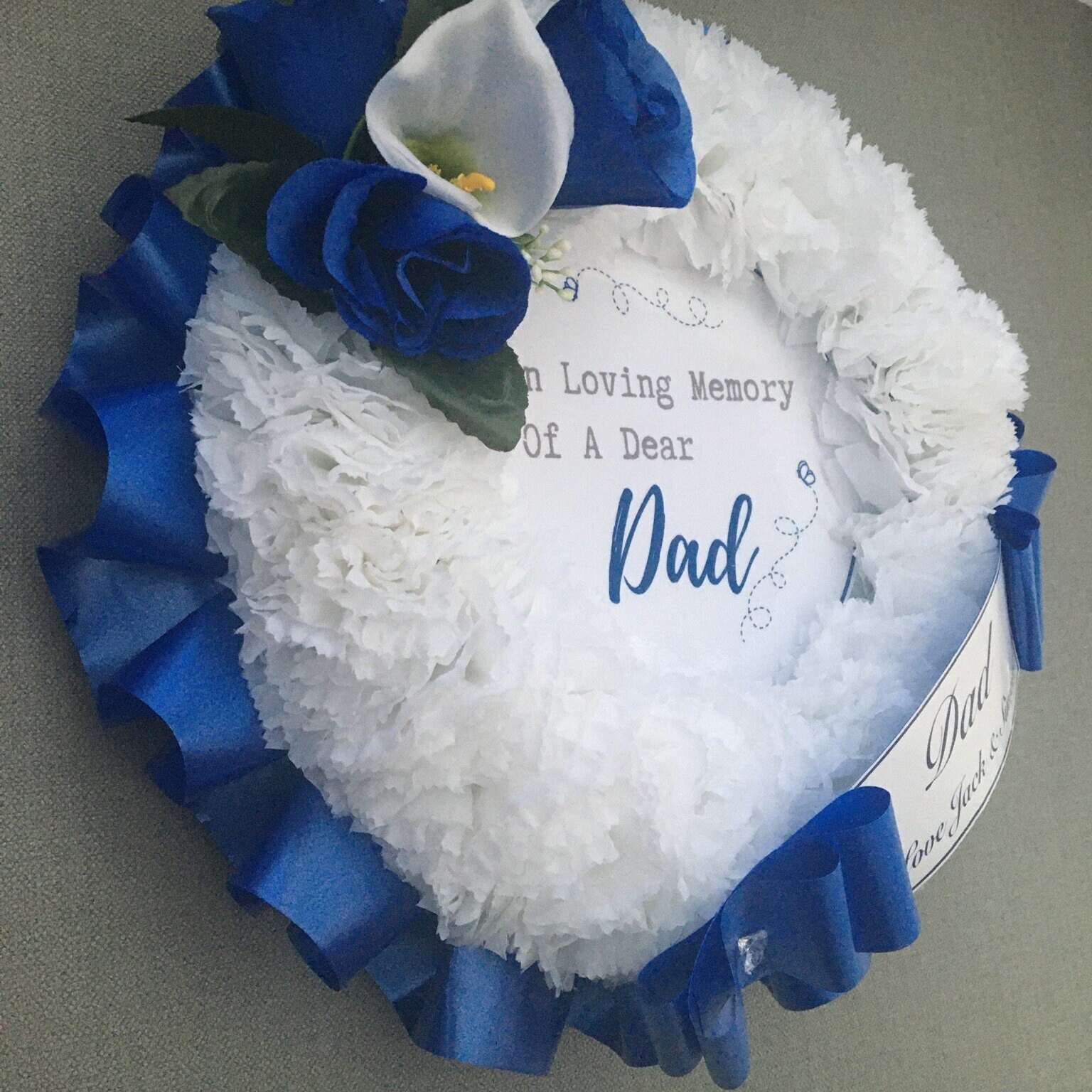 Dad Funeral Flower Wreath Made From Artificial Silk Flowers - Etsy UK