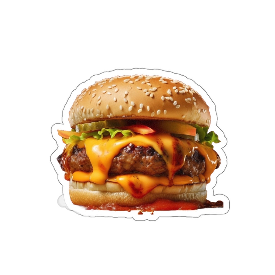 Cheeseburger Kiss-cut Sticker Comes in 4 Sizes Transparent or White ...